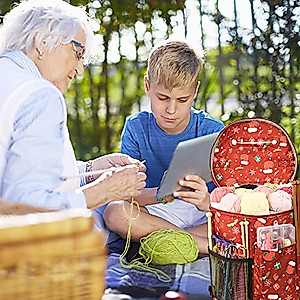 Qukou Yarn Storage Portable Bag, Normal Capacity Knitting Projects Organizer for Yarns, Crochet Hooks, Knitting Needles