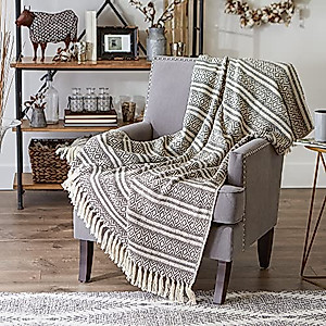 DII Rustic Farmhouse Cotton Adobe Stripe Blanket Throw with Fringe for Chair, Couch, Picnic, Camping, Beach, & Everyday Use, 50 x 60