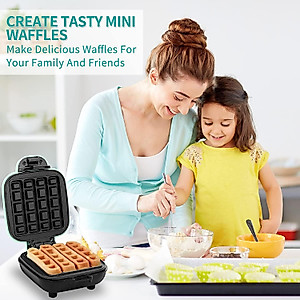 Mini Waffle Stick Maker, Easy to Clean, Non-Stick Surfaces, 4 Inch, Makes 4 Waffle Sticks, Ideal for Breakfast, Snacks, Desserts and More,Aqua,1400W