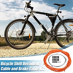 X AUTOHAUX 1 Set Universal Bicycle Shift Derailleur Cable and Brake Cable Kit for Bicycle Mountain Road Bike Orange