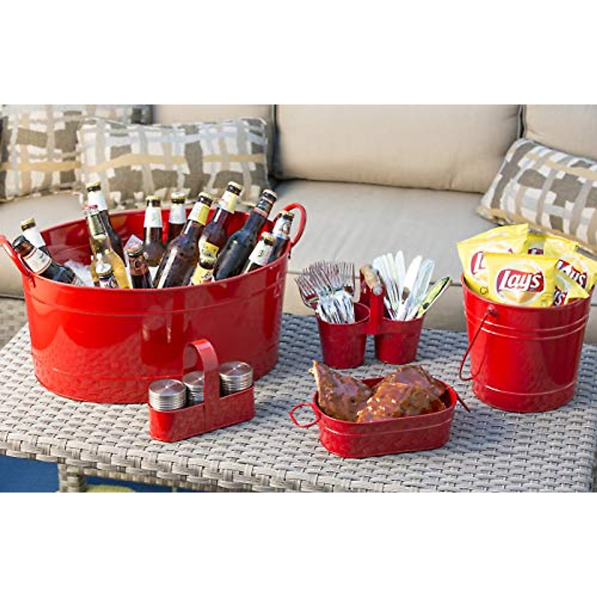 Tablecraft BBQCADDY Cutlery Caddy, 8" x 4.5" x 6.75", Red