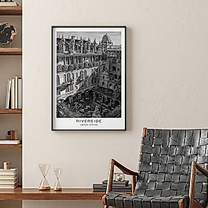 Dear Mapper Riverside United States View Abstract Road Modern Map Art Minimalist Painting Black and White Canvas Line Art Print Poster Art Line Paintings Home Decor (Set of 3 Unframed) (16x24inch)