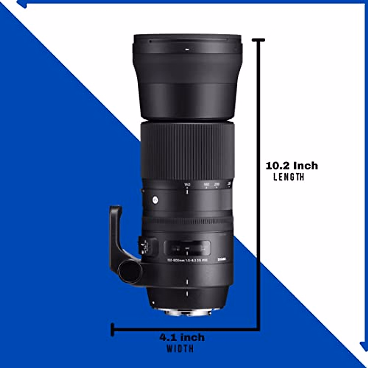 Sigma 150-600mm 5-6.3 Contemporary DG OS HSM Lens for Canon DSLR Cameras USB Dock and Two 64GB SD Card Bundle (7 Items)