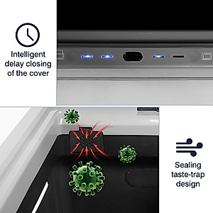 HUG&FKL 16 Gal Assembly Touchless Motion Sensor Rectangular Trash Can with Lid, Lithium Battery Powered, Brushed Stainless Steel, Ideal for Kitchen, Office, Living Room