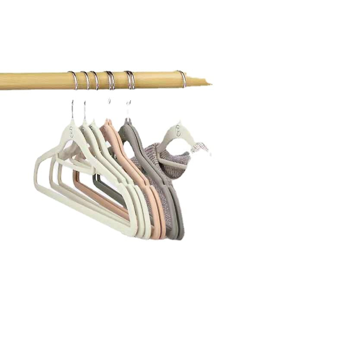 Flock Hanger for Adult Household Seamless Anti-Slip Multifunctional Wardrobe Finishing Clothes Hanger Clothes Hanger Factory Wholesale