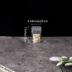 Frosted Stand-Up Zip-lock Bag - 80Pcs Resealable Bags for Packaging,Mylar Bags with Zipper Strip Storage Solution for Home and Kitchen（3.54x7Inches, 200microns)