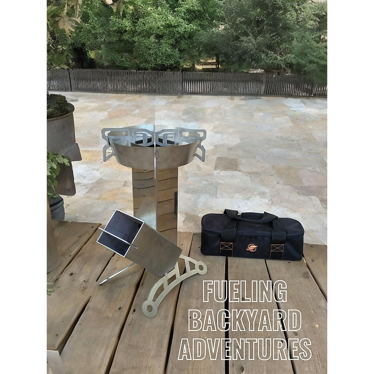 Spitfire Rocket Stove Patrol, Camp Rocket Stove Wood Burning Portable Stove w/Travel Case, Collapsible Backpacking Wood Stove, Rocket Camp Stove, Outdoor cooking stove Estufa De Leña Para Cocinar