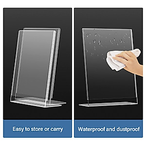 Relx Acrylic Sign Holder 8.5 x 11, Acrylic Display Stand for Display, Slant Back Acrylic Display Stand, Clear Frames Plastic Sign Holder for Store, Restaurant (12 Pack)