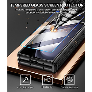 Upgraded for Galaxy Z Fold 5 Case, Samsung Fold 5 Case with Screen Protector, Kickstand Ring Holder, Slide Camera Cover and Hinge Protection - Shockproof for Z Fold 5 5G Phone - Black