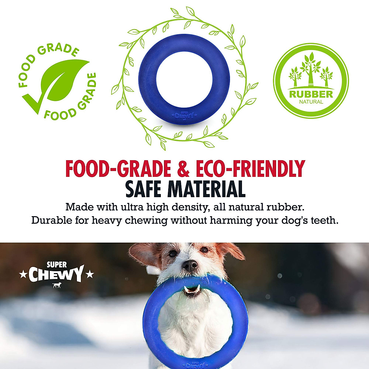 Tuff Pupper SuperChewy Tough Dog Ring Toy Strong Natural Rubber | Dog Chew Toy for Aggressive Chewers | Durable Tug Toy | Strong Dog Ring Toy | Large Breed Tested