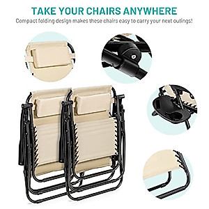 Tiktun Portable Camping Folding Beach Chair Beige