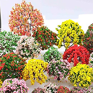 MOMOONNON 32 Pieces Model Trees 3.5cm - 10cm Mixed Model Tree Train Scenery Architecture Trees Fake Trees for DIY Crafts, Building Model, Scenery Landscape Natural Green