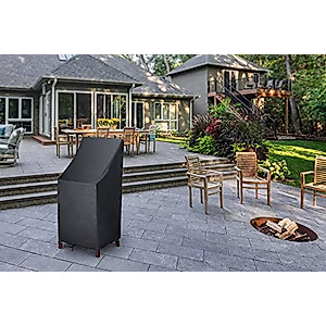 MAVINCHER Patio Chair Covers, High Back Outdoor Chair Covers Waterproof, 600D Heavy Duty Lawn Outside Barstool Chair Covers,Fits for 4-6 Stackable Dining Chairs,27"W x 27"D x 49"H, 1 Pack