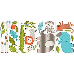 Wall Pops WPK0619 Lets Go On Safari Applique Wall Art Kit, Multicolor