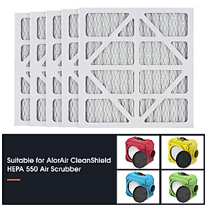 AlorAir MERV-10 Filter Replacement Set for CleanShield HEPA 550 Air Scrubber (Pack of 5)