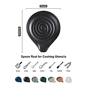 Spoon Rest for Stove Top Cooking Spoon Holder for Kitchen Countertop Large Holder for Spatula, Spoons or Tongs, Framhouse Decor, Housewarming Gifts, Black
