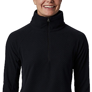 Columbia Women's Glacial IV Print Half Zip, Black Quilt Pattern/Black, Medium