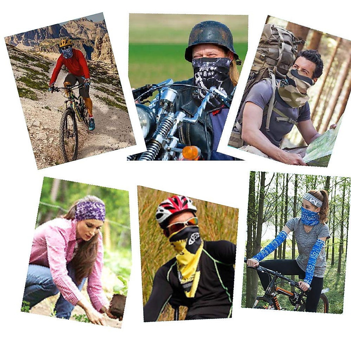 ZeeDix 5 Pcs Neck Gaiter Bandana Face Mask- Microfiber Multifunctional Seamless Headwear Face Cover Head Wrap UV Protection Face Neck Gaiter for Riding, Snowboarding, Balaclava, Hiking, Fishing