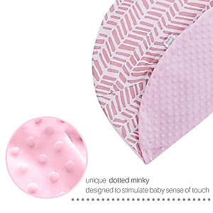 Water Resistant Nursing Pillow Cover | Premium Quality Soft Wipeable Fabric | Pink Herringbone Pattern | Minky Slipcover | Great for Breastfeeding Moms