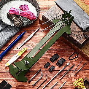 BBTO Paracord Bracelet Kit with Adjustable Length Paracord Jig, Stainless Steel Stitching Set, Army Green