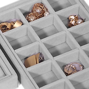 DIOMMELL 8 Pack Stackable Velvet Jewelry Trays Organizer, Jewelry Storage Box Display Trays Showcase Holder Closet Dresser Drawer Organizer for Earring Necklace Bracelet Ring Accessary