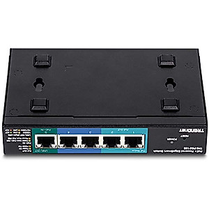 TRENDnet 5-Port Gigabit PoE+ Powered EdgeSmart Switch with PoE Pass Through, 18W PoE Budget, 10Gbps Switching Capacity, Managed Switch, Wall-Mountable, Lifetime Protection, Black, TPE-P521ES