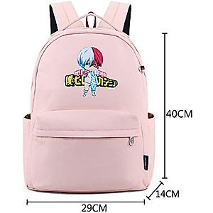 Roffatide Anime My Hero Academia Todoroki Shoto Backpack Lightweight Nylon Backpack Printed Schoolbag Daypack Pink