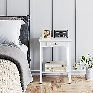 IDEALHOUSE Nightstand Wooden, 2-Tier Couch Sofa Side Table with Drawer - Stylish End Table for Living Room Bedroom Study Room