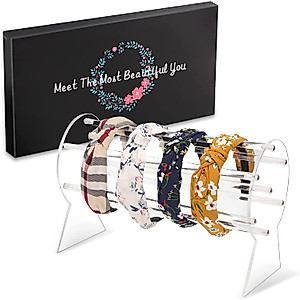 AOFLLU Acrylic Headband Holder, Clear Hairband Organizer, Headband Display Stand, Storage Rack for Jewelry Hair Clasp Bangles, Teen Girl Women Gifts