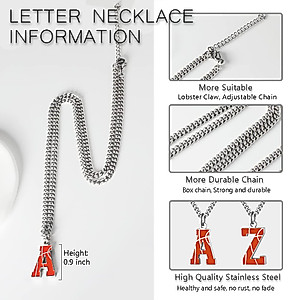 AIAINAGI Basketball Initial A-Z Letter Necklace for Men Basketball Charm Pendant Stainless Steel Silver Chain 22 inch Personalized Basketball Gift for Men(J)
