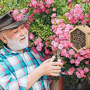 KIBAGA Mason Bee House - Handmade Natural Bamboo Bee Hive Attracts Peaceful Bee Pollinators to Enhance Your Garden's Productivity - The for Garden Lovers