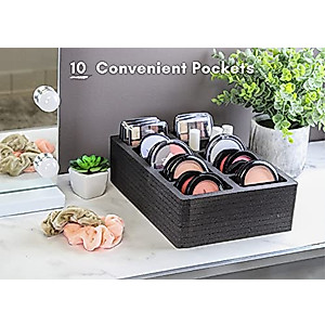Polar Whale 4 Large Compact Organizer Stands Premium Durable Black Foam Tray Washable Waterproof Insert Storage for Home Bathroom Bedroom Cosmetic 11 x 8 x 3 Inches 10 Compartments