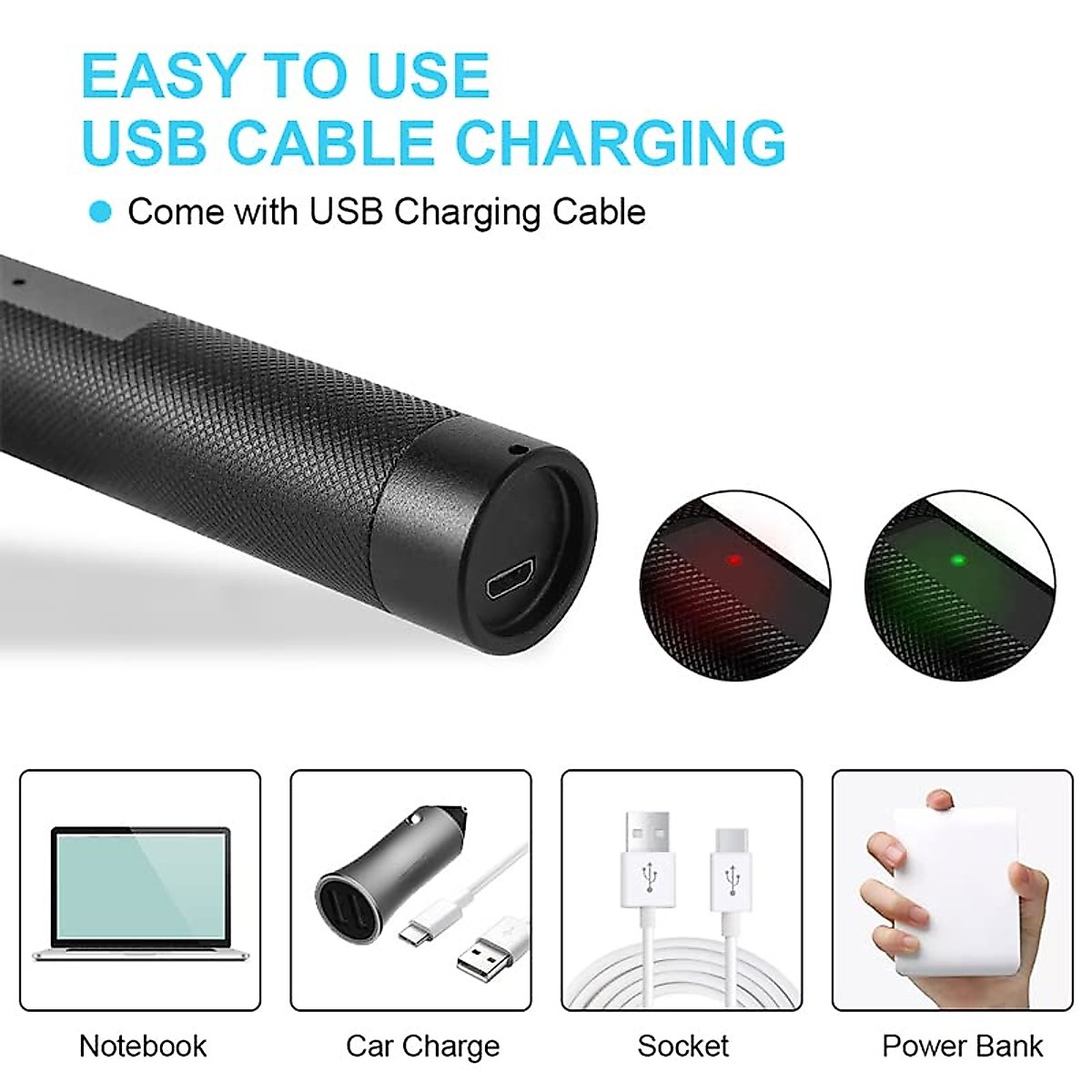 DOLOEDY High Power Green Laser Pointer Clicker Lazer Pointer Long Range for Indoor Interactive Teaching, Outdoor Cat Toys Pointer, Bright Clicker for Dog Training Exercise USB Recharge