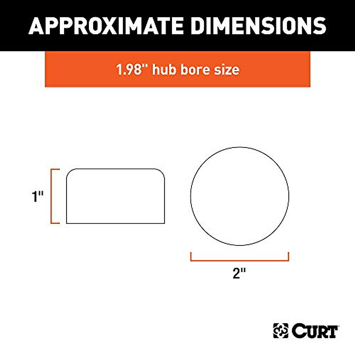 CURT 23198 1.98-Inch Trailer Wheel Bearing Protector Dust Covers, 2-Pack