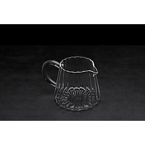 JIEJE Small Glass Pitcher, Glass Milk Pitcher, Glass Creamer Pitcher, Creamer Container (1 Pack)