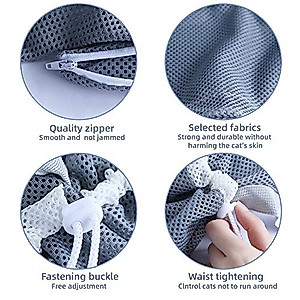 Cat Bathing Bag, Adjustable Breathable Anti-bite & Anti-Scratch Cat Shower Mesh Grooming Bag for Pet Dogs & Cats, Grey, (G123)