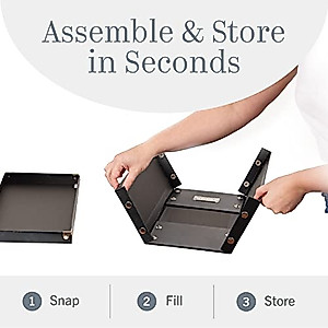 Snap-N-Store DVD Storage Box - 2 Pack - Durable 6 x 8.2 x 16.5 Inch Movie Organizers - Disc Holders with Lids to Store up to 52 DVD Cases - Black.