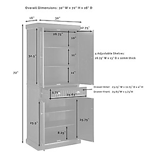 Crosley Furniture Seaside Kitchen Pantry Cabinet, Distressed Navy