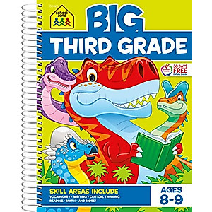 School Zone - Big Third Grade Workbook - 320 Spiral Pages, Ages 8 to 9, 3rd Grade, Reading, Writing, Math, Science, History, Social Science, and More (Big Spiral Bound Workbooks)