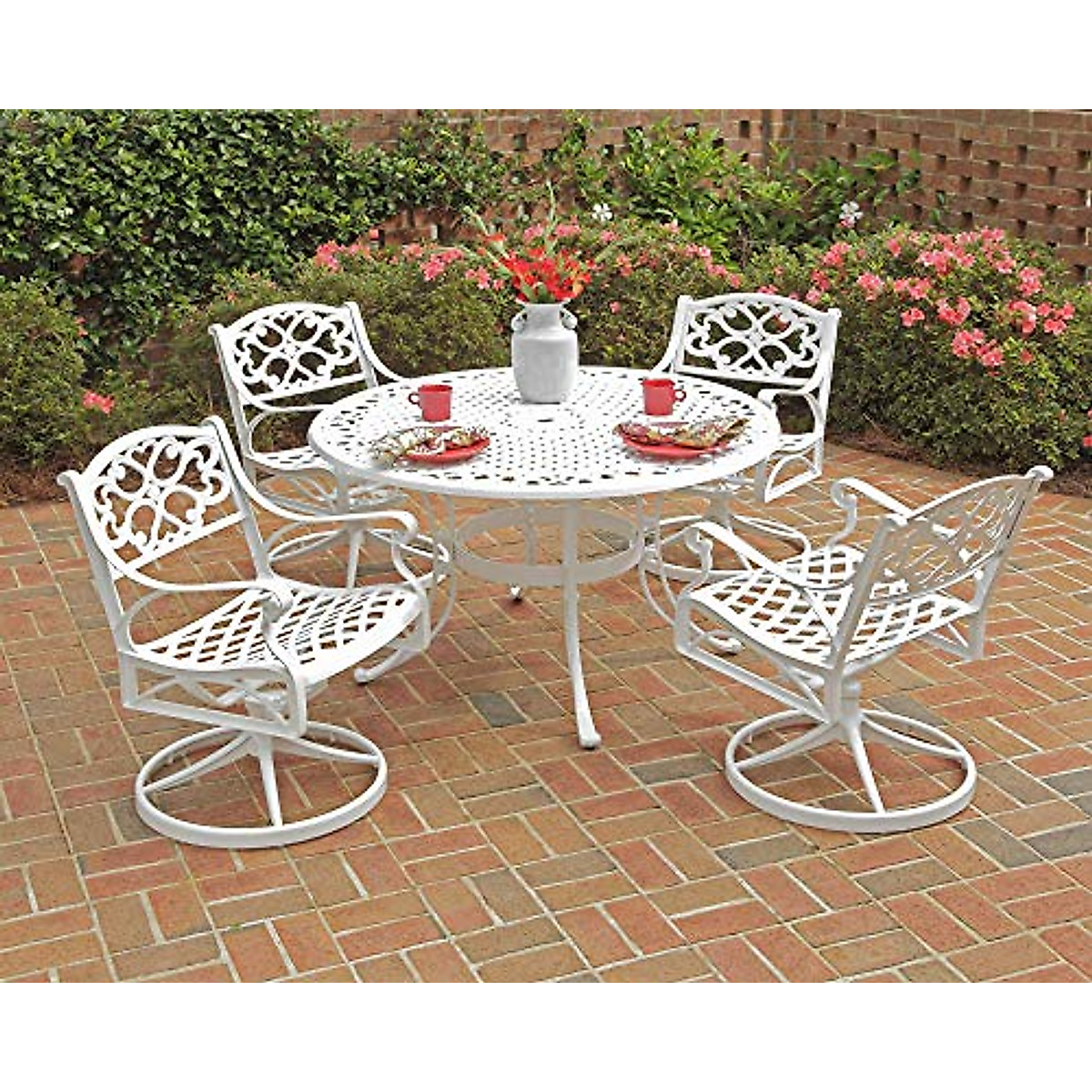 homestyles 6652-53 Outdoor Swivel Rocking Chair, White