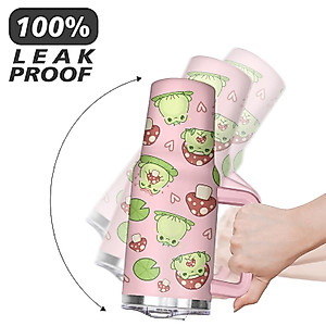 wxmbdzq 40 oz Frog Tumbler with Handle and Straw Lid,Leak Proof Travel Stainless Insulated Tumbler,Cup Holder Friendly,Perfect for Outdoor Travel Car and Sports
