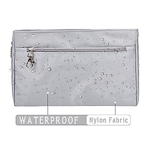 Vercord Expandable Nylon Handbag Purse Organizer Insert Liner Shaper Bag in Bag Beige Grey Large