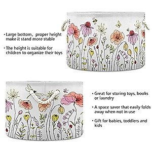 xigua Cotton Rope Basket Colorful Wildflowers Baby Laundry Basket Blanket Kids Toy Storage Basket