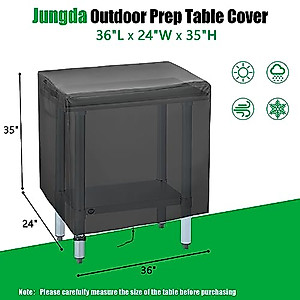 Jungda Outdoor Prep Table Cover for Prep & Work Table,Patio Waterproof Stainless Steel Table Work Cover - 36 x 24 x 35 Inch