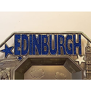 Edinburgh Scotland Metal Ashtray - Castle / Scottish Piper / Highland Cattle / Words in Blue Letters / Souvenir