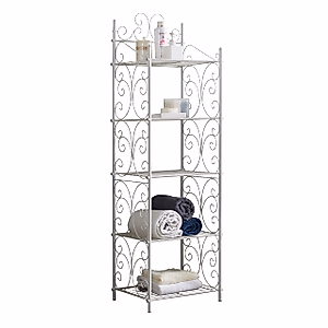 KB Designs - Free-Standing 5 Tier Bathroom Storage Shelf Unit, Metal Rack Shelving for Kitchen Living Room Hallway, White