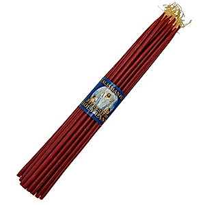 33 Natural 100% Beeswax Taper Candles 11 inch Tall Blessed Church Jerusalem Holy Land Candles (Red)