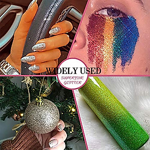 Extra Fine Glitter, Set of 36 Colors Nail Arts Cosmetic Glitter, Resin Crafts Loose Glitter Powder Shaker for Face Body Hair Eye Lip Gloss Makeup, Slime and Tumbler Making