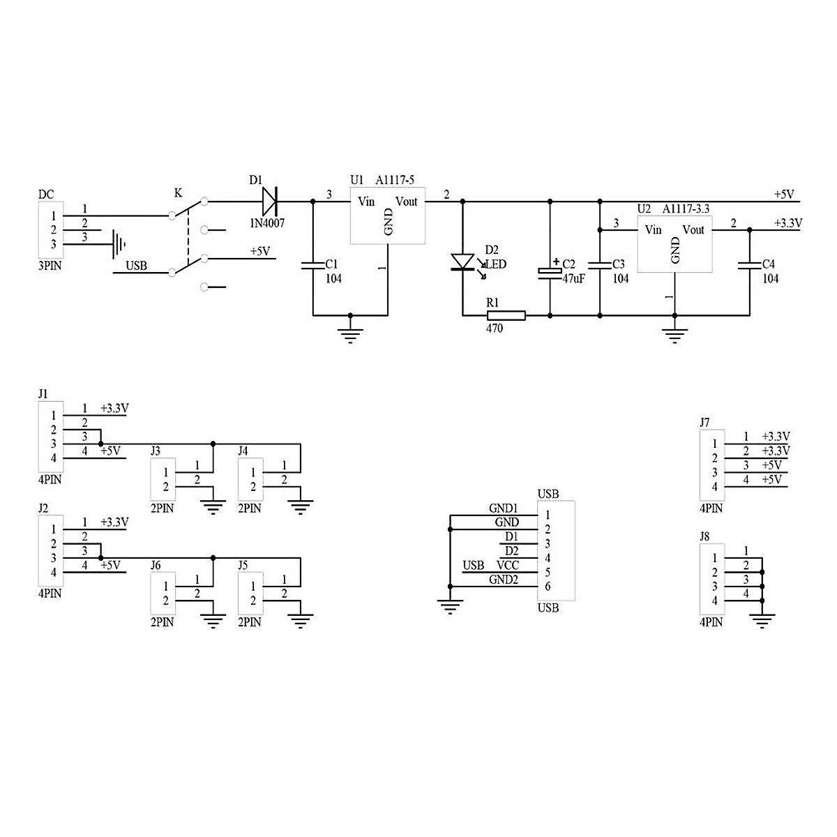 MELIFE 5pcs MB102 3.3V/5V Breadboard Power Supply Module for Board Breadboard