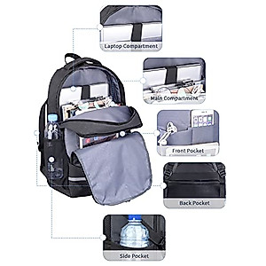 Fanwoli Business College School Backpack Fits 15.6 Inch Laptop,Durable Basketball Backpacks,Travel Laptop Backpack with USB